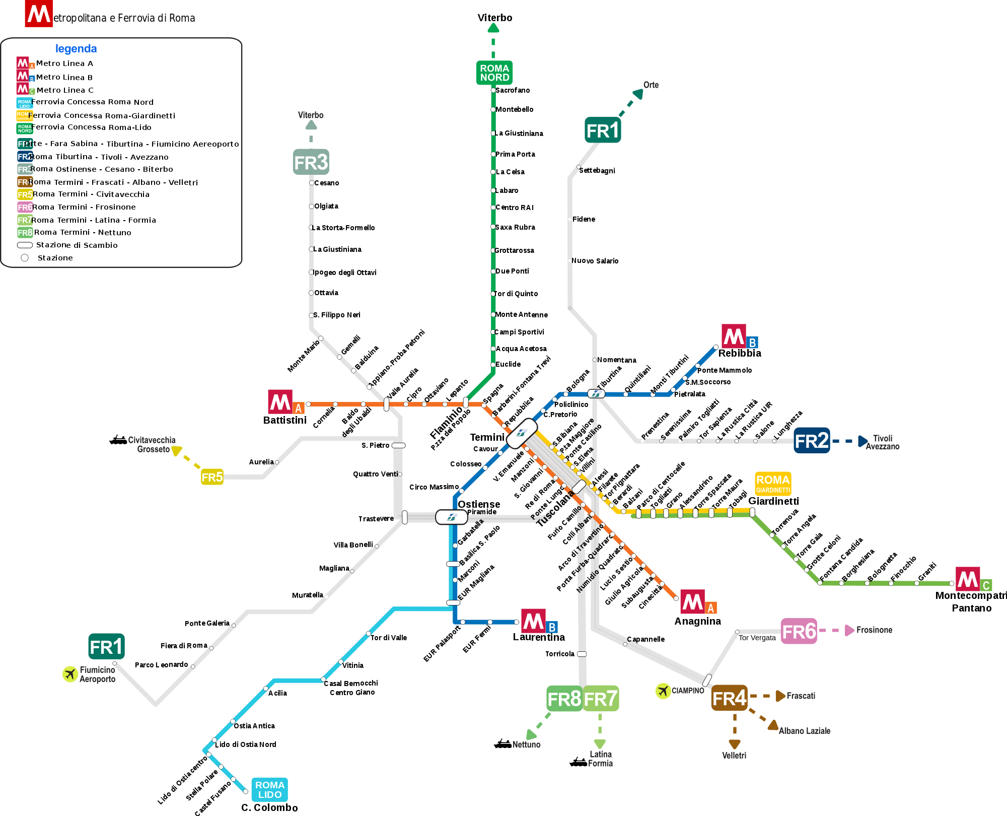 Ταξίδια Take A Tour » Roma-Metropolitan-transport-map